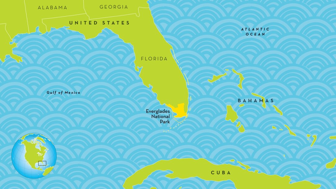 Everglades Map Showing The Location Of The Everglades National Park In