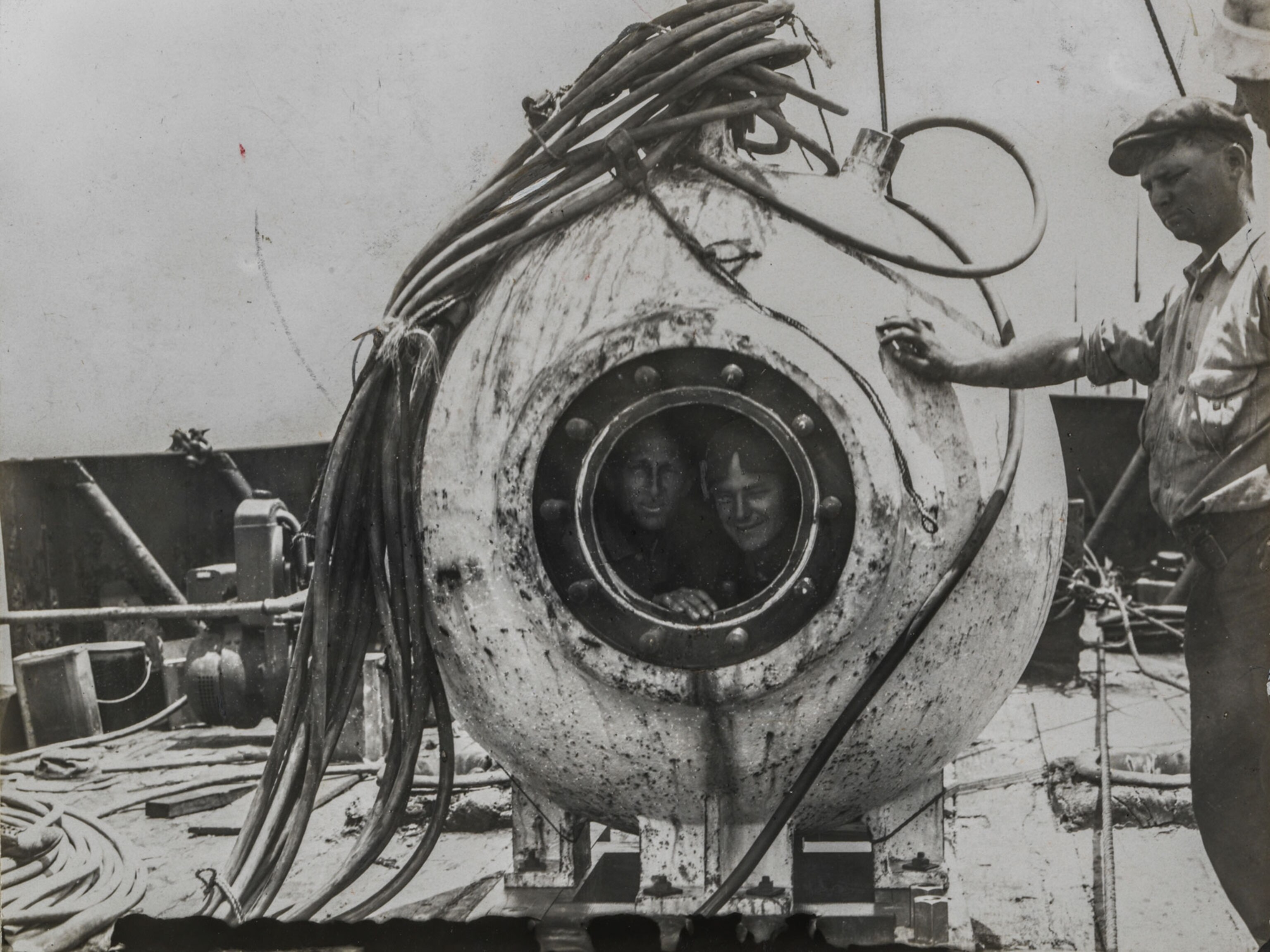Bolted inside a steel sphere deep underwater, these explorers made history