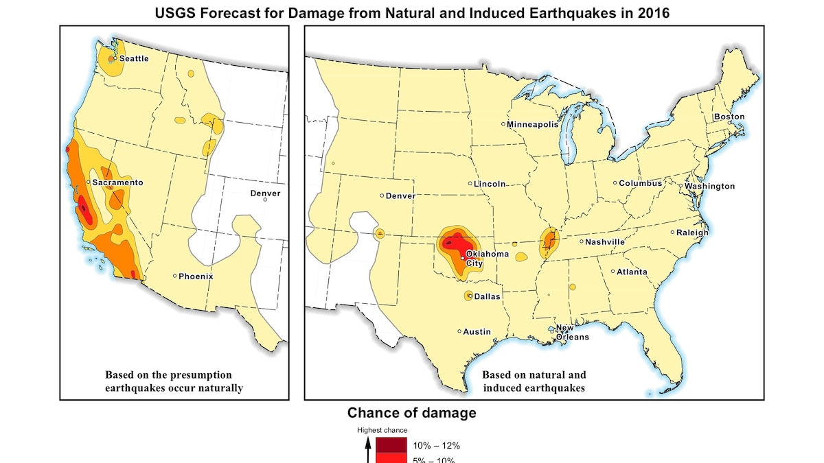 New Map Shows Rise in Human-Caused Earthquake Risk | National Geographic