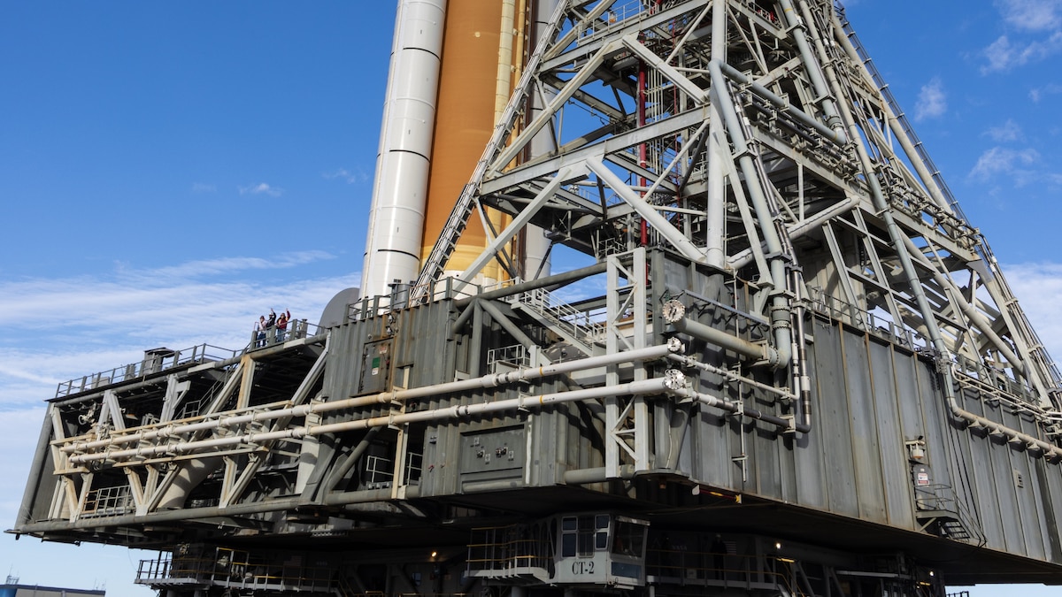 Watch Artemis II roll out aboard the heaviest vehicle on Earth ...