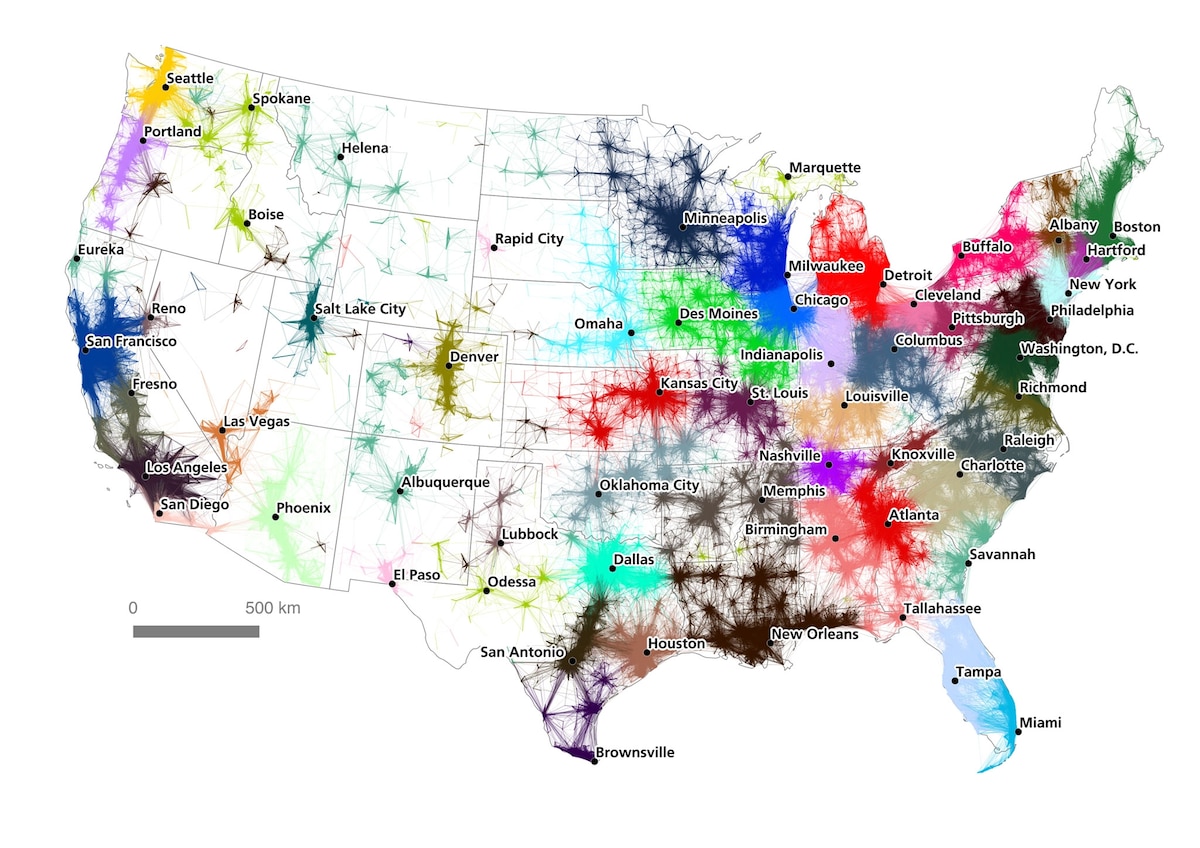 U.S. Commutes Revealed in New Economic Megaregions Map