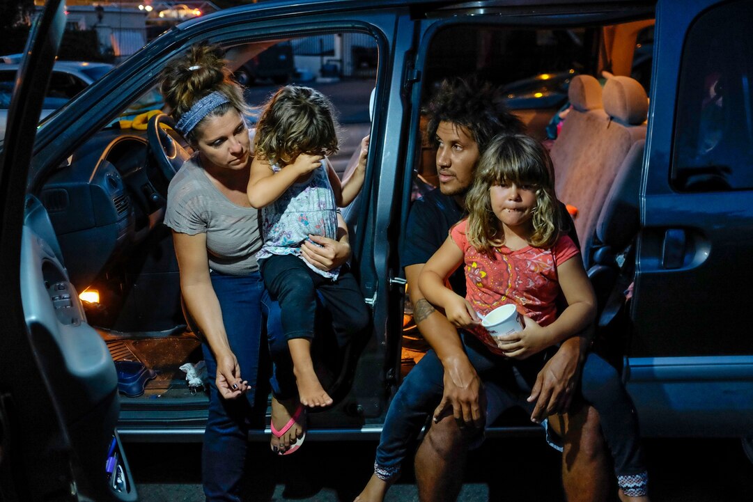 Homeless Family Living In Car