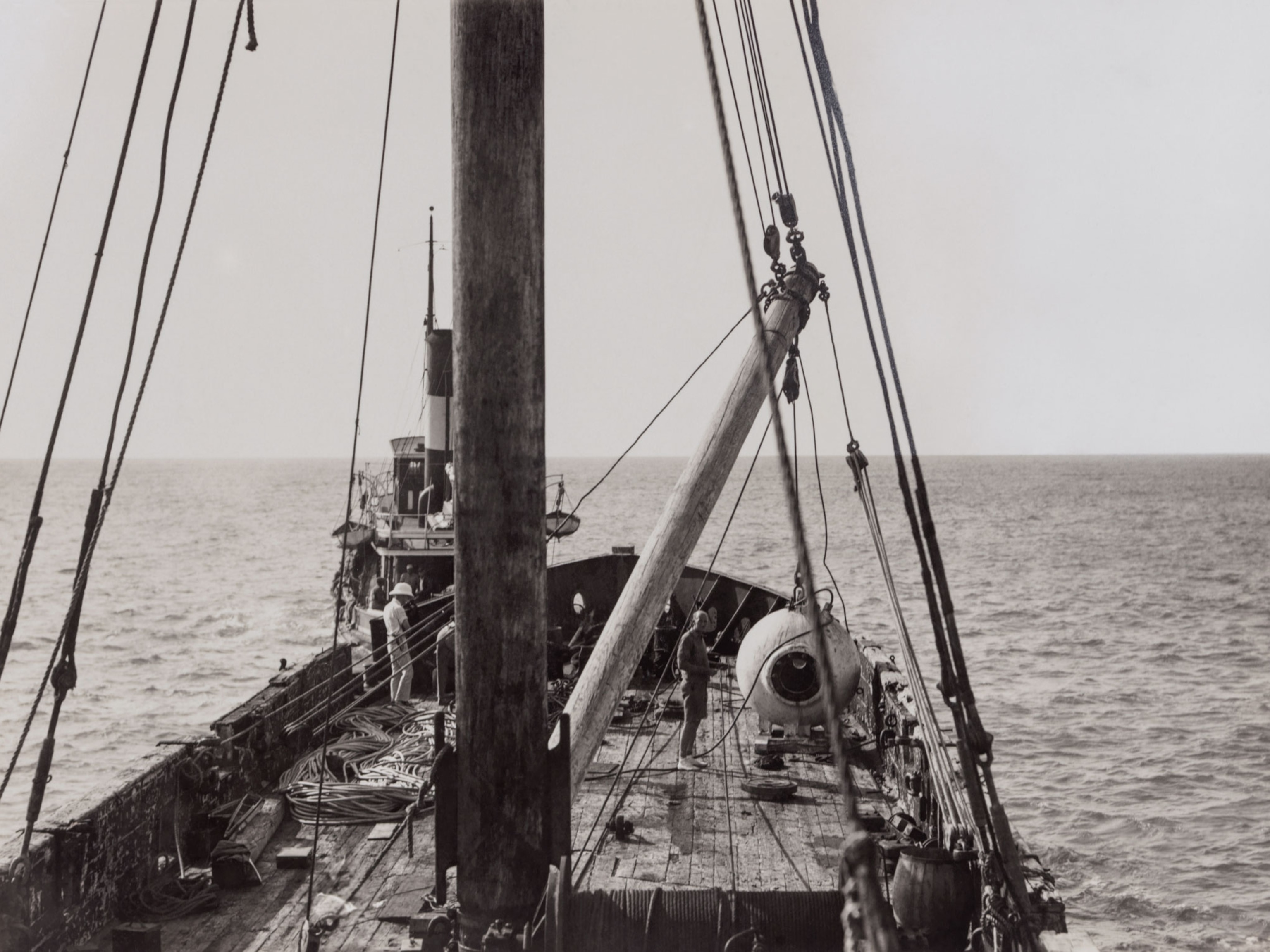 Bolted inside a steel sphere deep underwater, these explorers made history