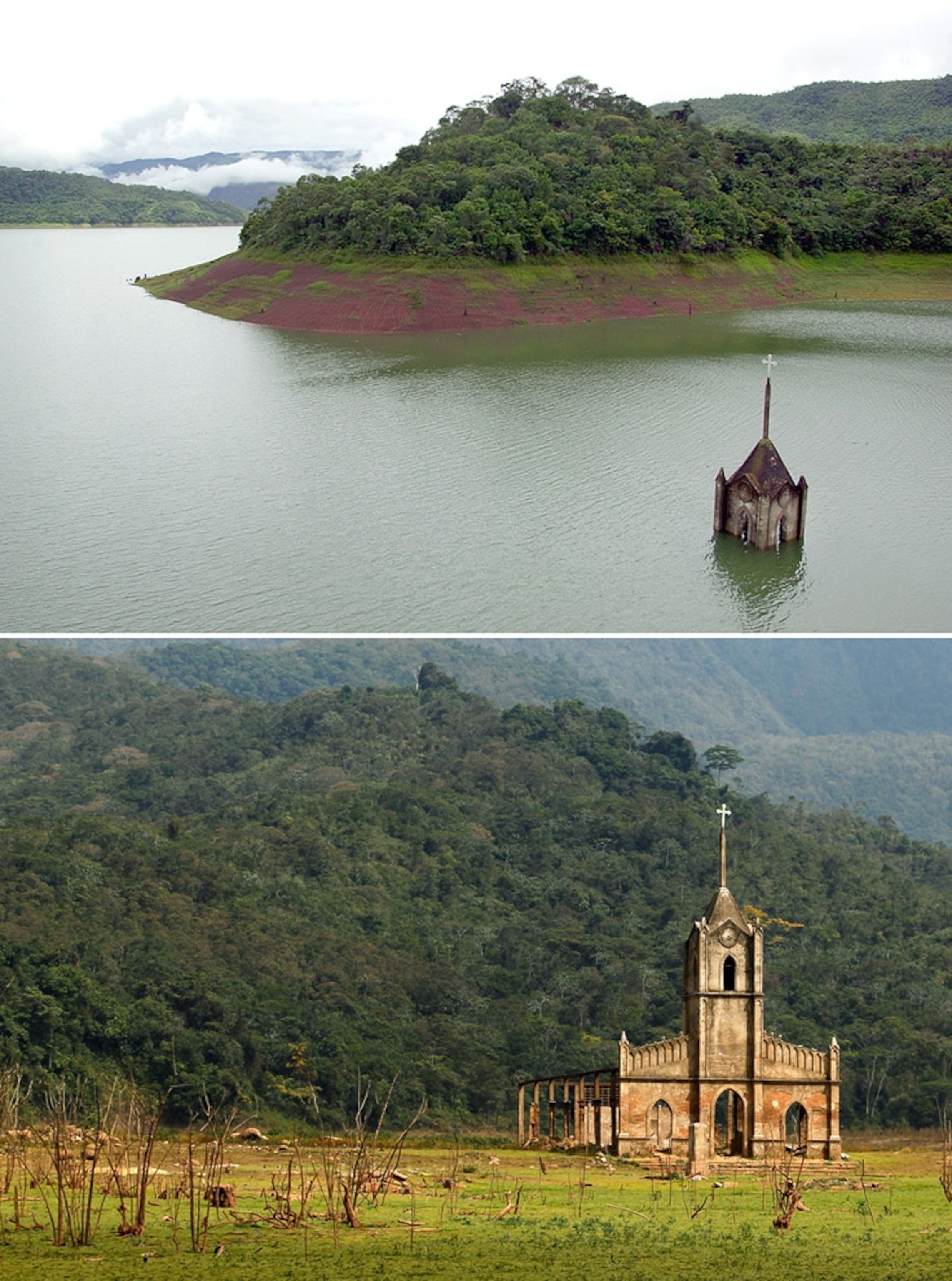 Before-and-After Pictures: Underwater Church Reappears | National ...