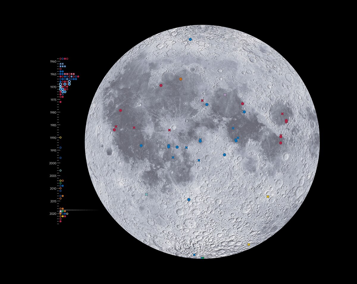 Our newest moon map: Explore 50 years of lunar visits
