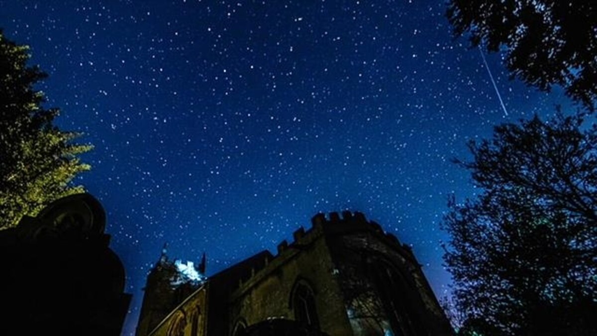 Eta Aquarid Meteor Shower—Bits of Halley's Comet—Shine Above a Medieval ...