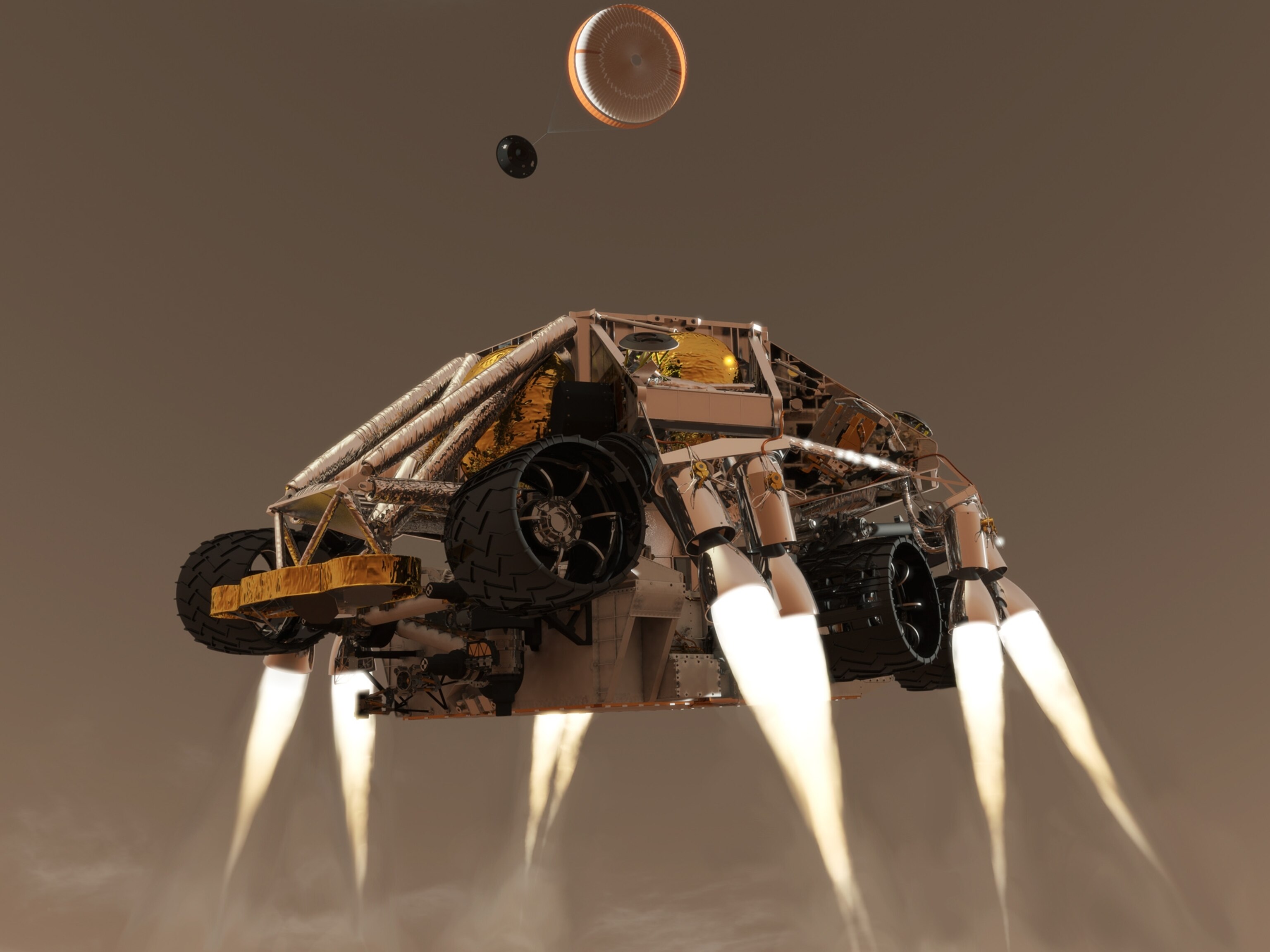 Pictures: Mars Rover's "Crazy" Landing, Step by Step