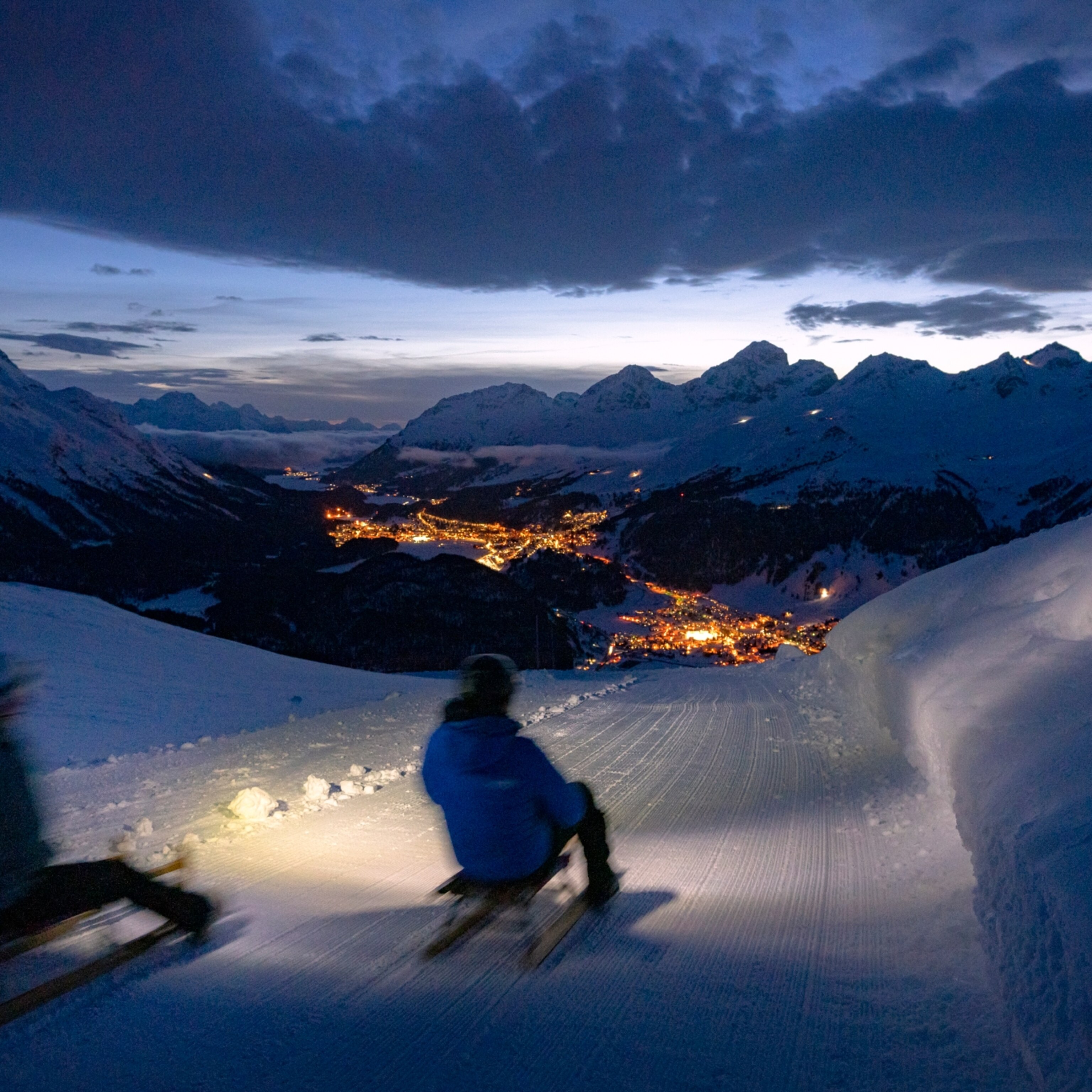 Switzerland Mountains Snow At Night