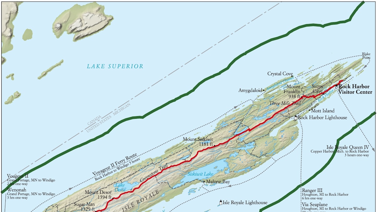 Best Isle Royale National Park Hike, Trail Map -- National Geographic ...