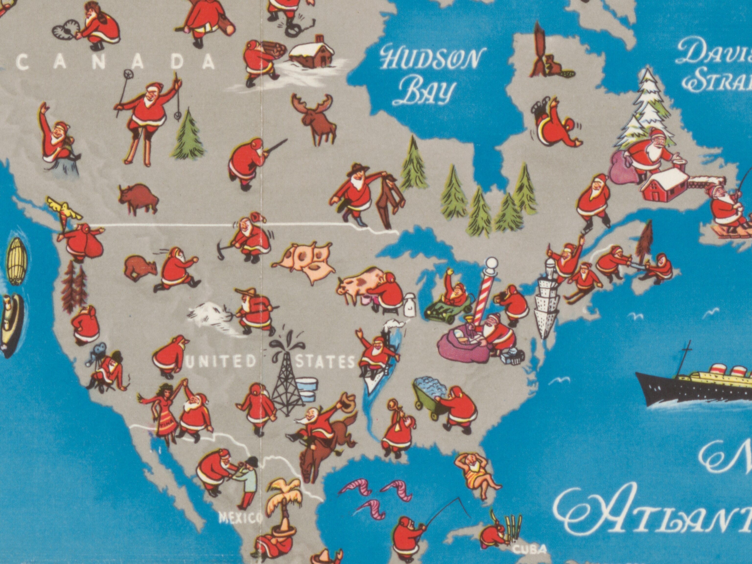 Mid-Century Map Shows Santa's Journey Around the World