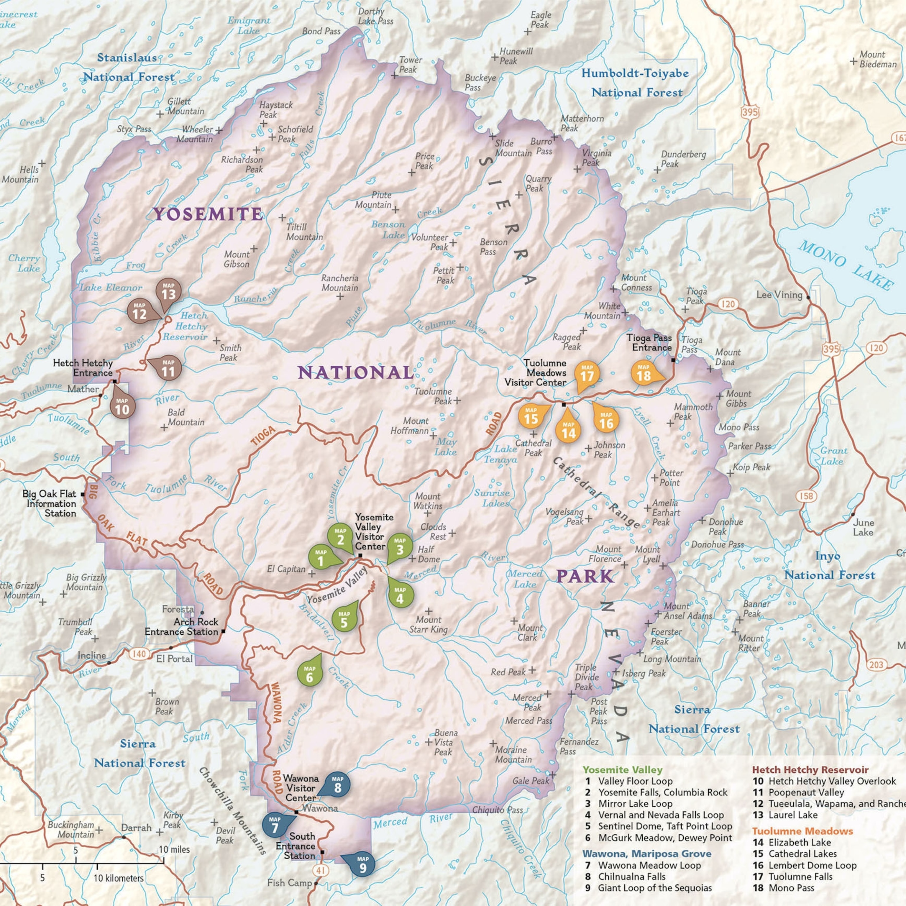 Yosemite Day Hike Maps