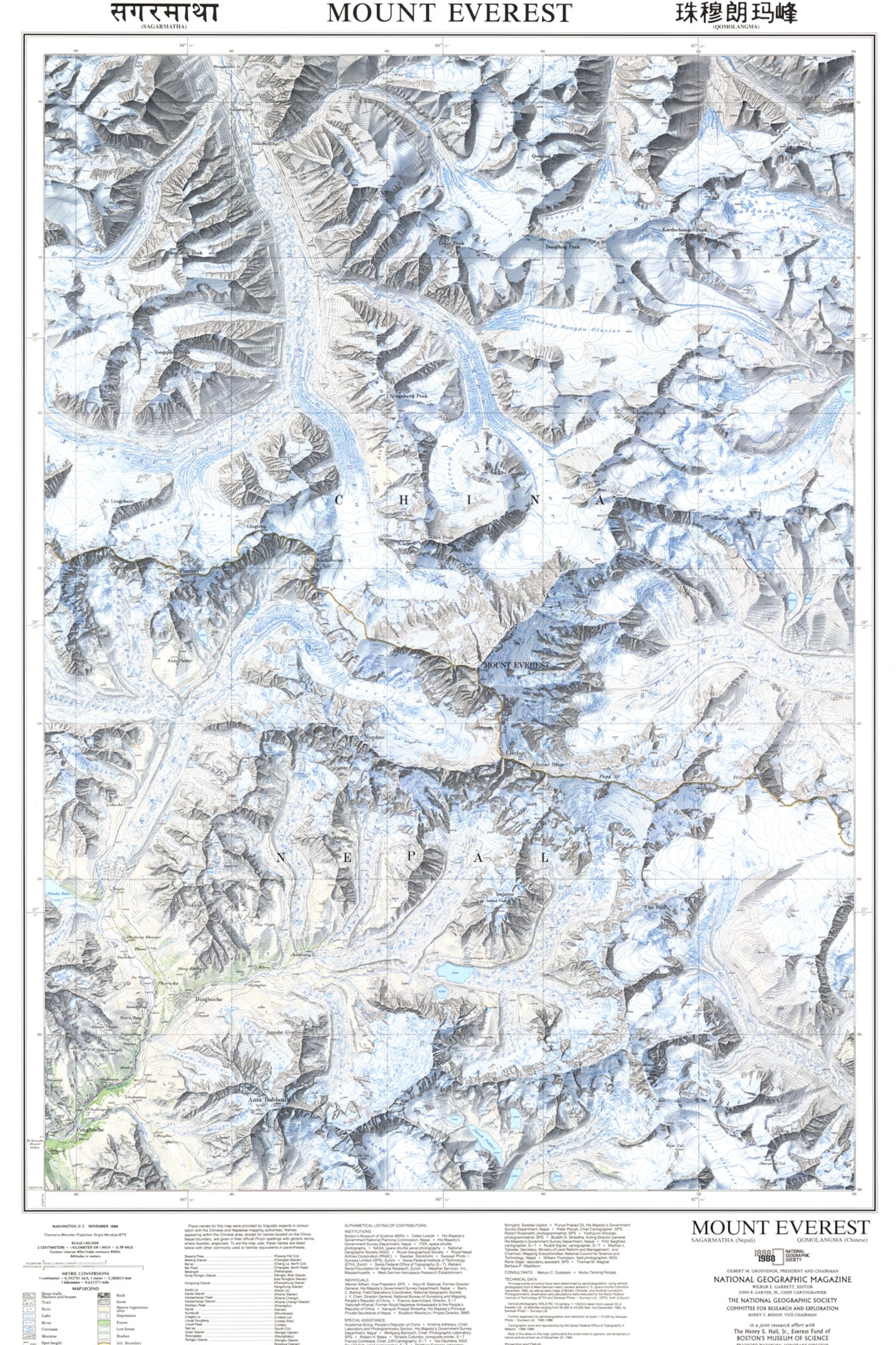 Vintage Maps of Mount Everest From National Geographic Archives