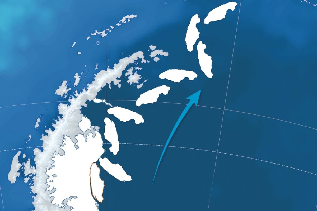 See how the A68 iceberg traveled through Iceberg Alley, narrowly ...