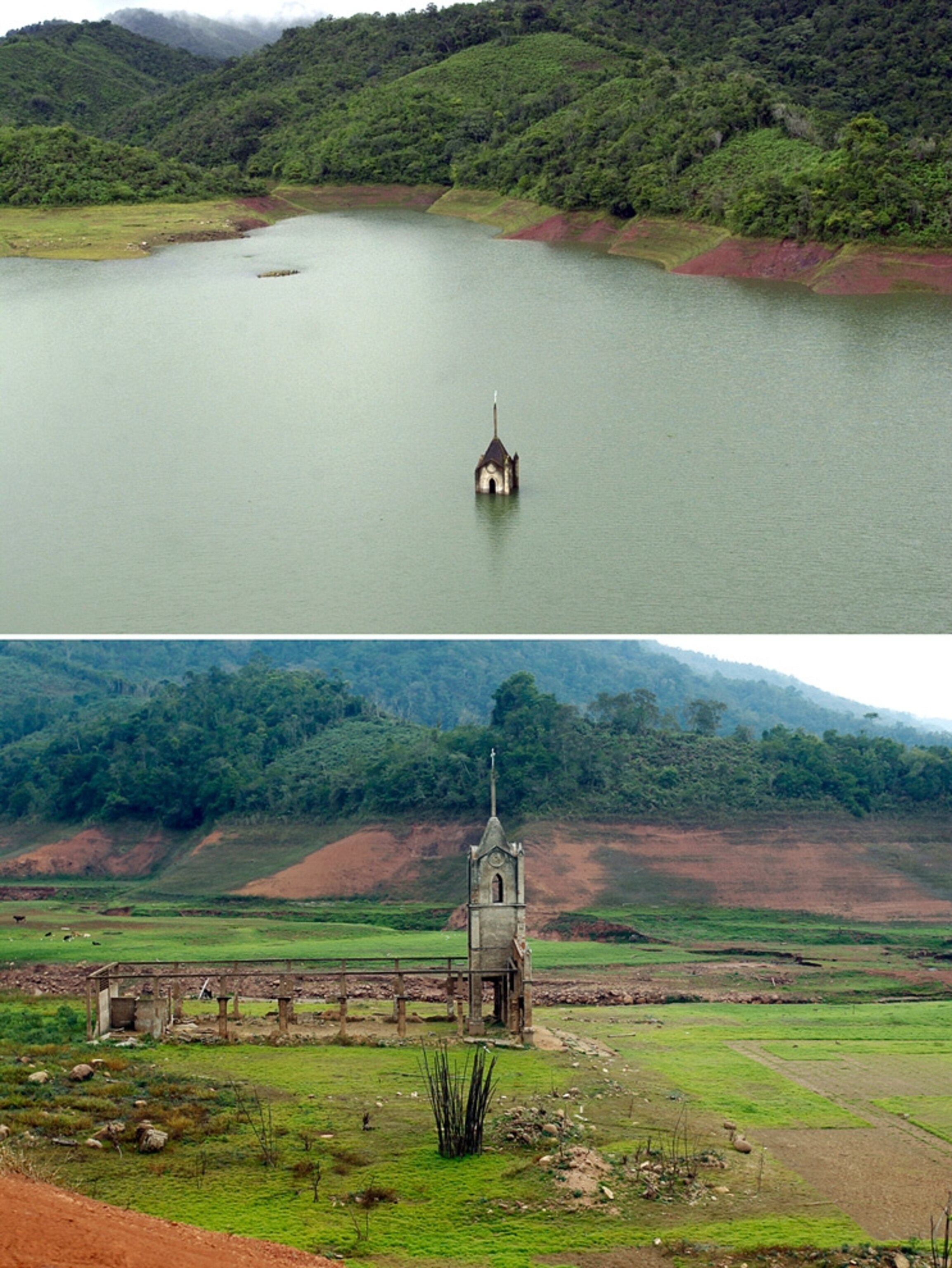 Before-and-After Pictures: Underwater Church Reappears