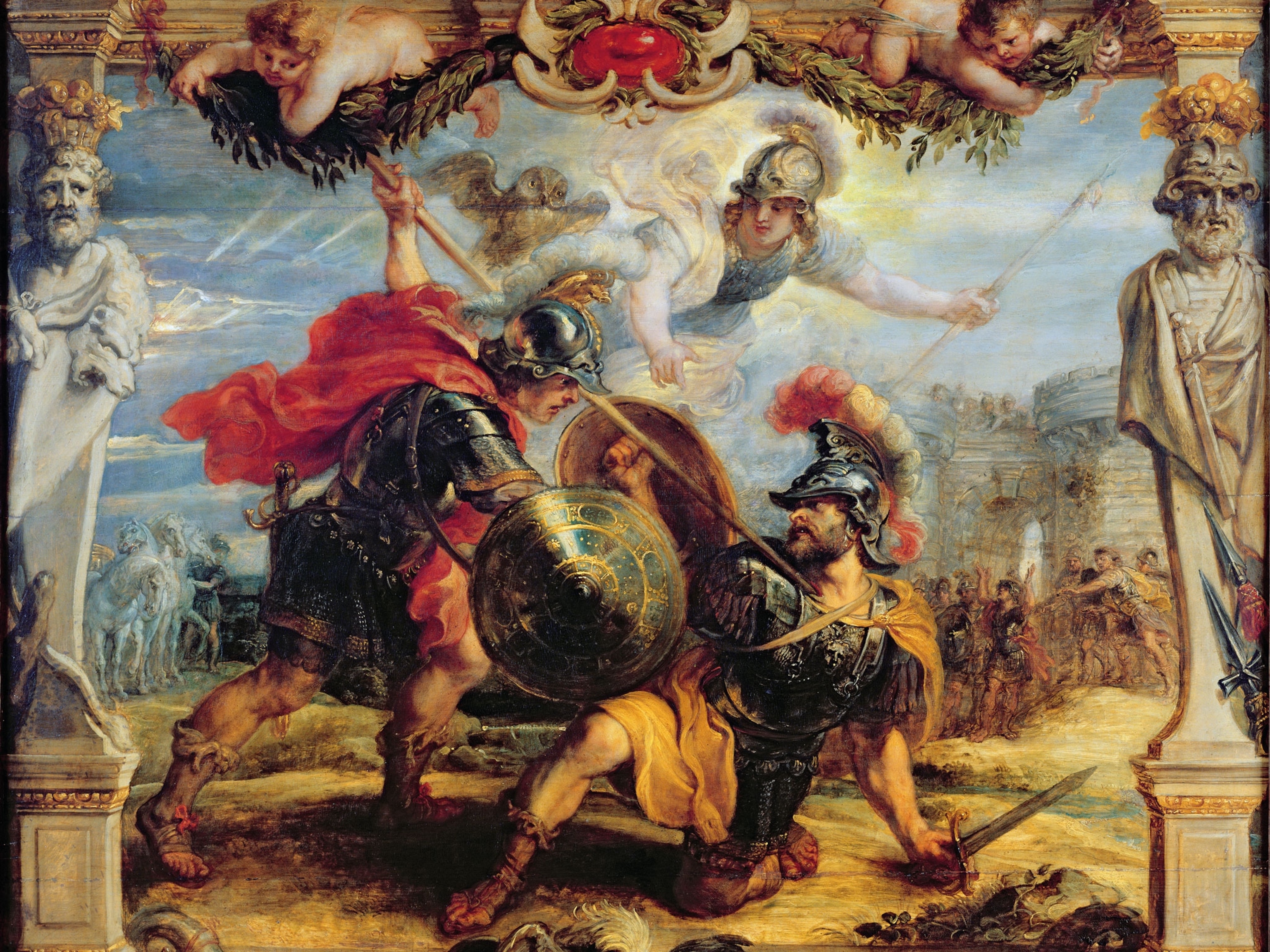 The arms and armor of ancient Greece are on full display in 'The Iliad.'